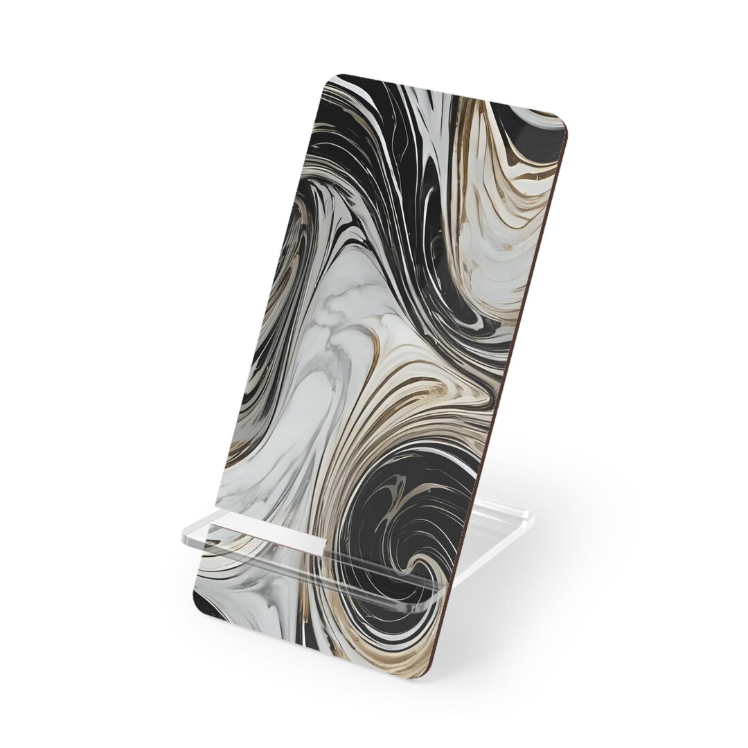 Grey Marble Phone Holder, Marble Smartphone Stand, Modern Phone Dock ...