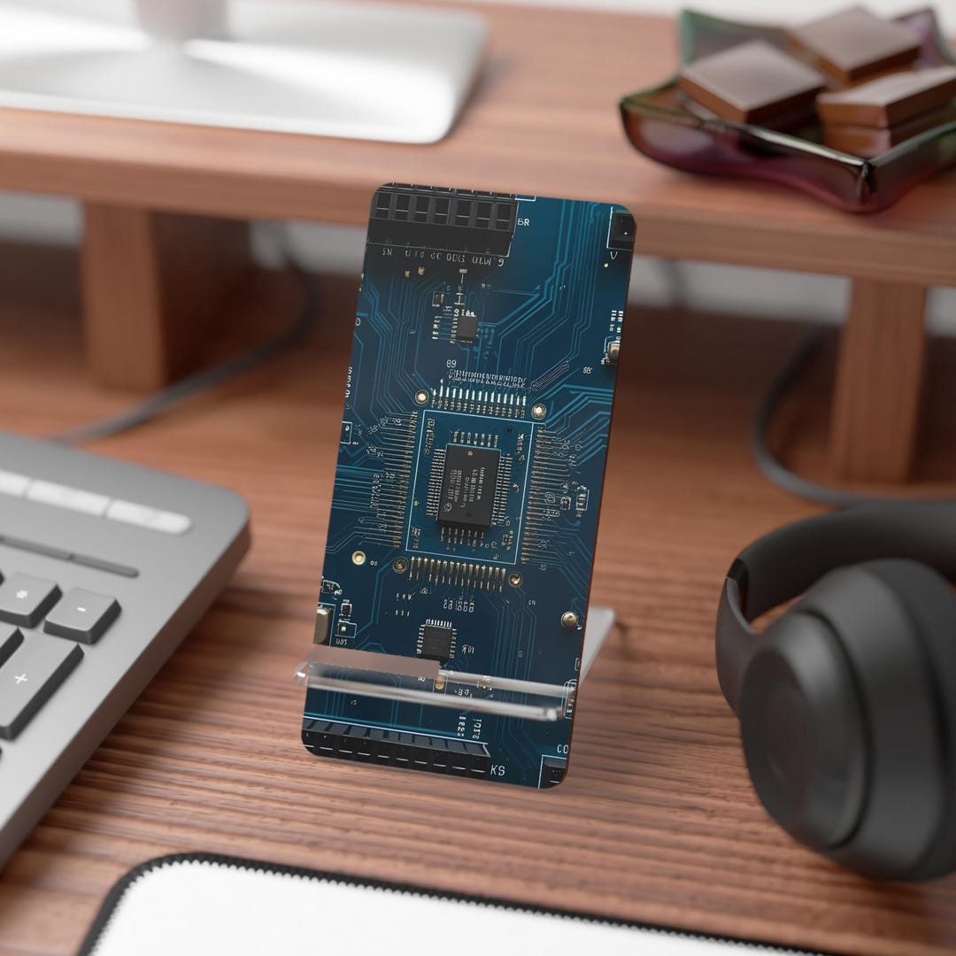 Circuit Board Wallpaper Phone Holder, Marble Smartphone Stand, Modern ...