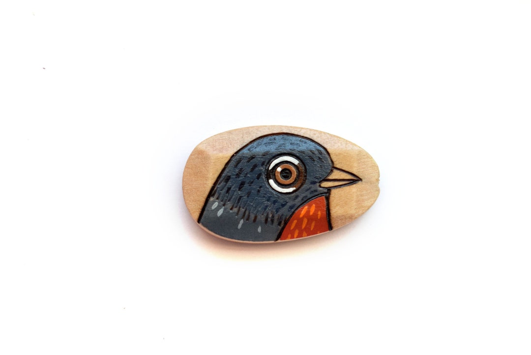 Robin Wood Burned and Hand Painted Wood Bead - Etsy