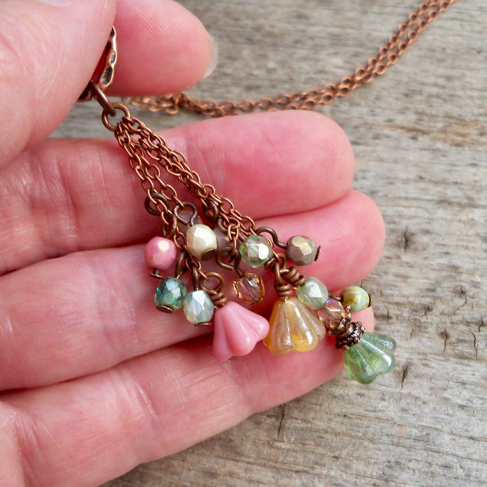 Long Copper Delicate Bell Flower Necklace - Springmix Series, Mother's ...