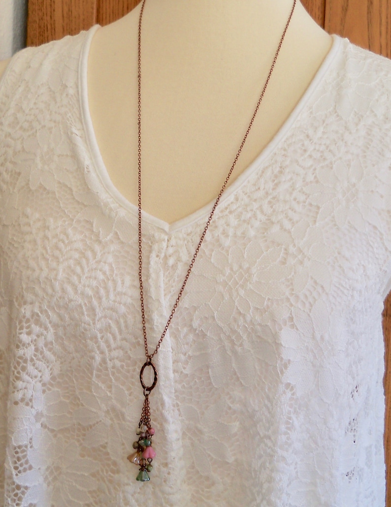 Long Copper Necklace Spring Necklace Bell Flower Necklace - Etsy
