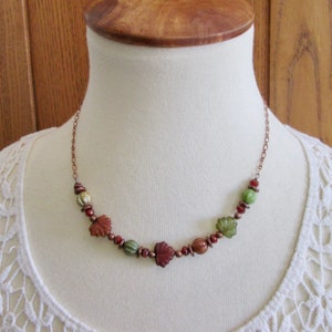 Autumn Leaf Necklace - Choker Necklace - Bead Jewelry - Rustic Fall ...