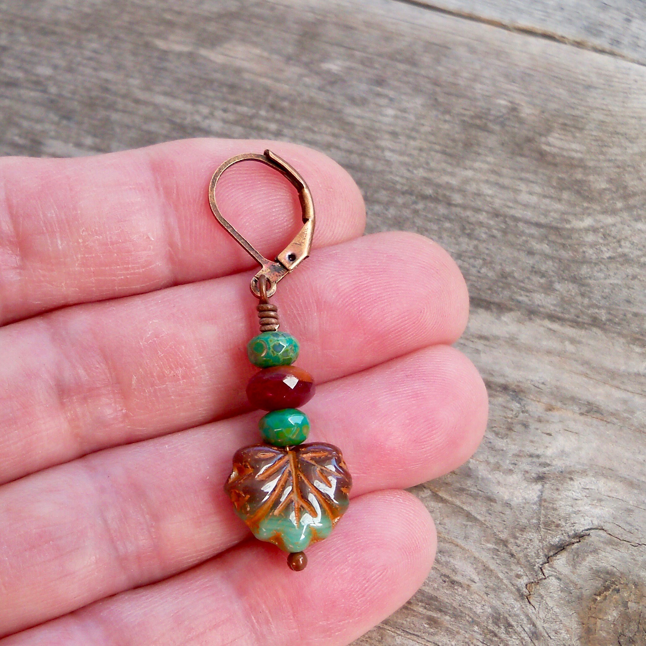 Leaf Earrings Fall Earrings Autumn Earrings Boho Dangle | Etsy