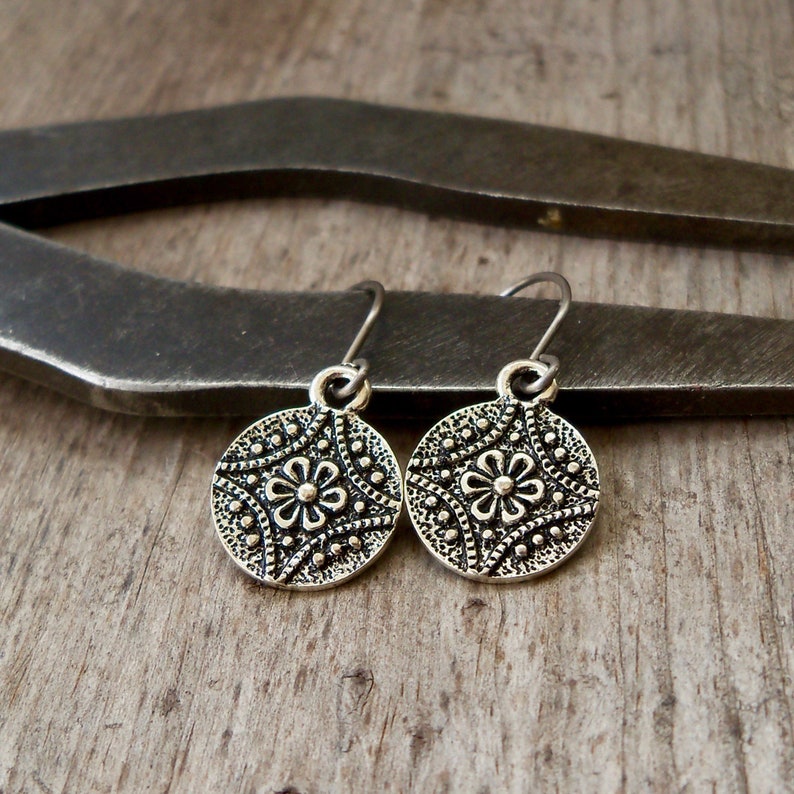 Titanium Dangle Earrings Flower Earrings Floral Earrings - Etsy