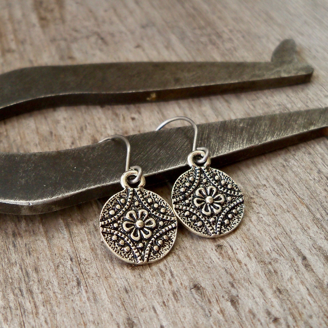 Titanium Dangle Earrings - Flower Earrings - Floral Earrings - Earrings ...