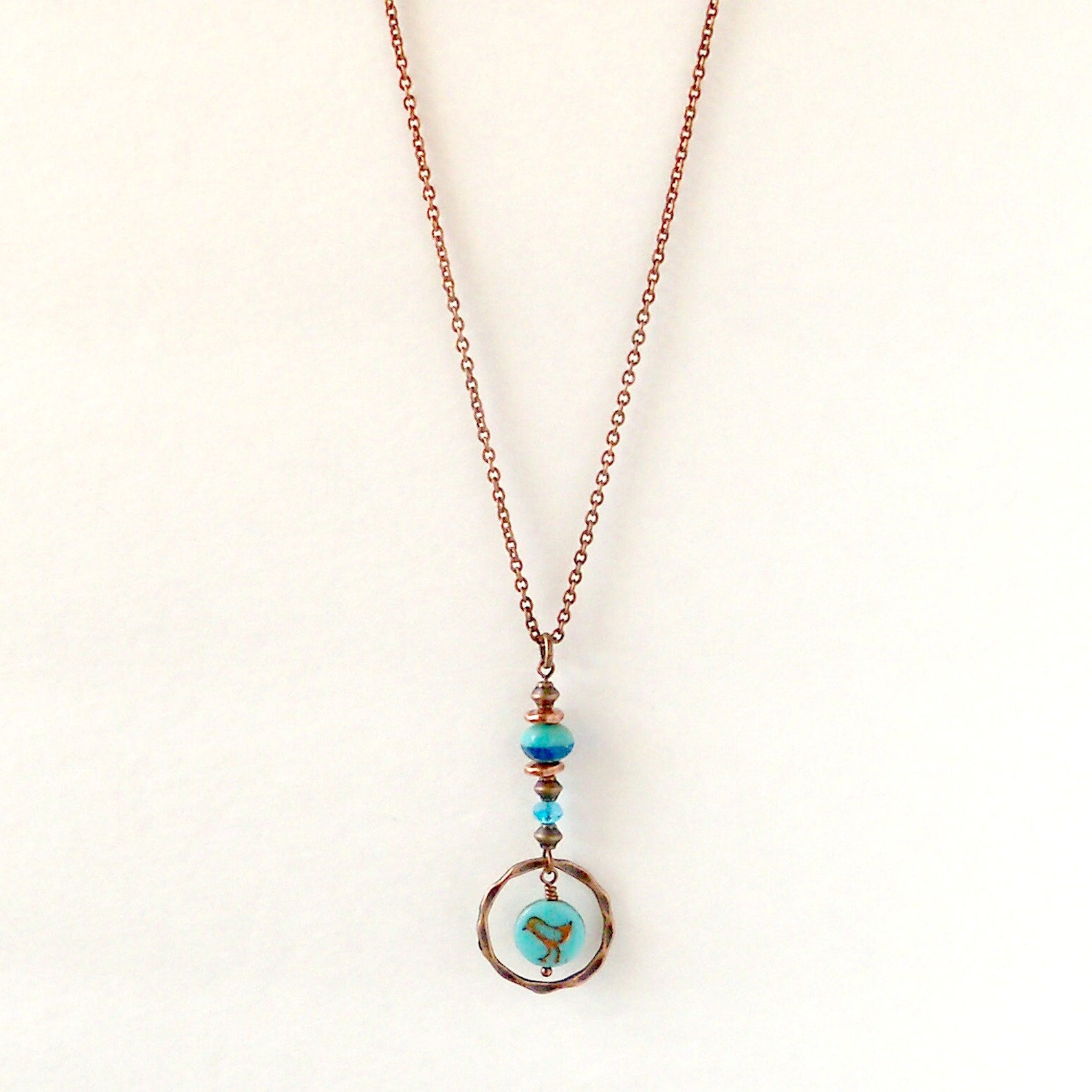 Copper Necklace Bead Necklace Women's Copper and Bead - Etsy