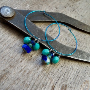 Blue Titanium Hoop Earrings for Sensitive Ears Hypoallergenic Pure ...