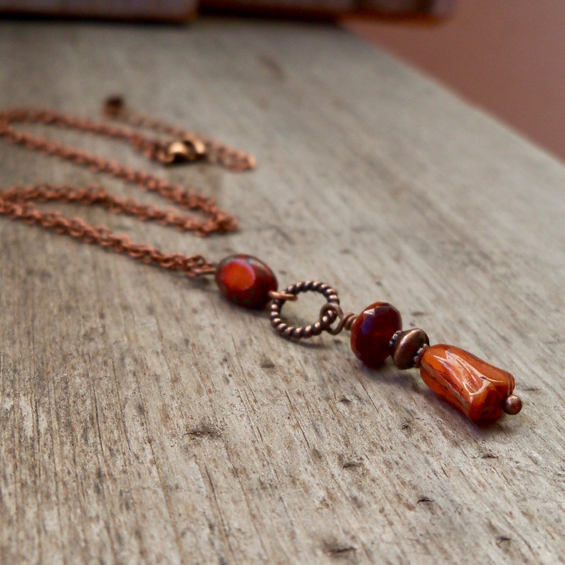 Copper Necklace Copper Pendant Necklace Beaded Necklace - Etsy