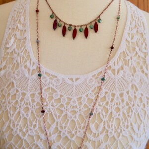 Boho Necklace - Burgundy Red Necklace - Copper Necklace - Gift for Her ...