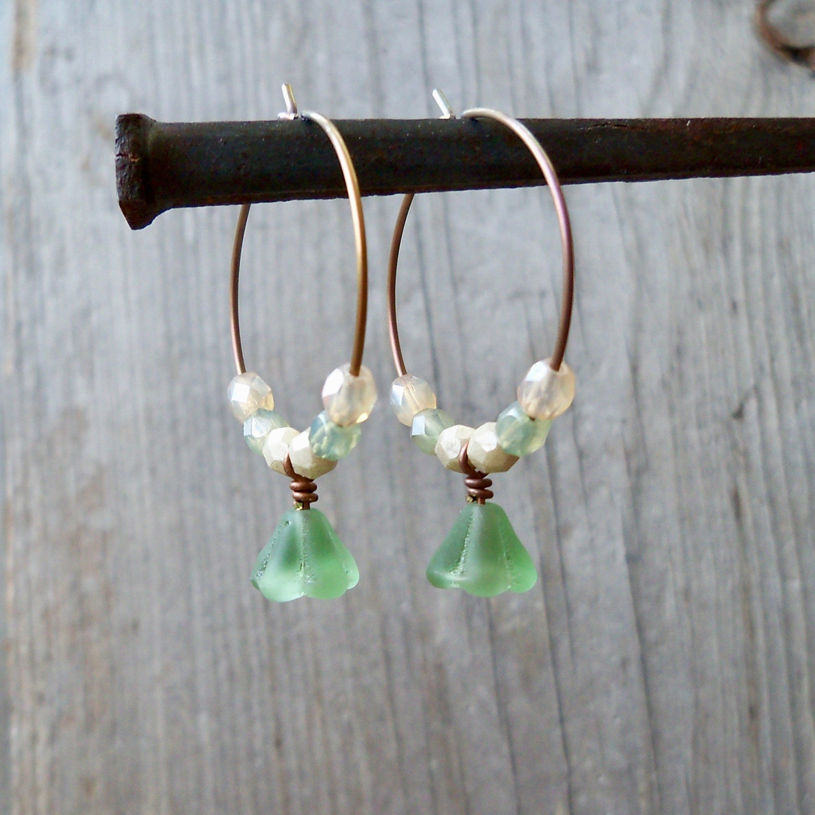 Pure Titanium Hoop Earrings Flower Earrings Hypoallergenic - Etsy