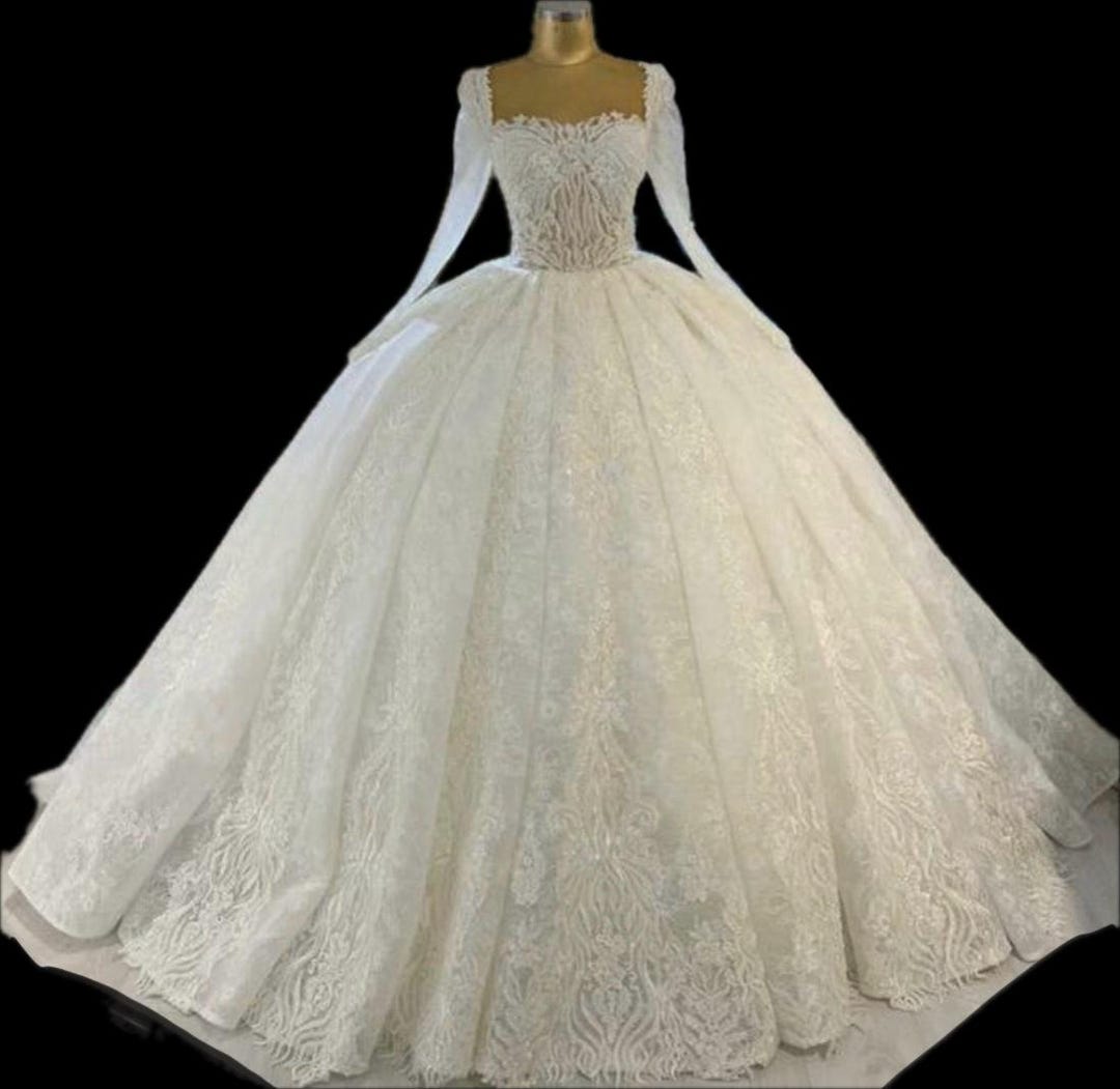 Ventage/ Classy Wedding Dress, Long Sleeve Bridal Gown - Etsy