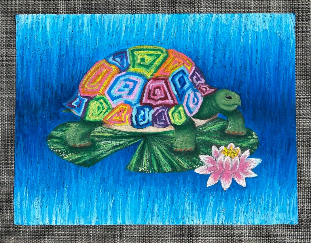 Abstract Turtle Oil Pastel Drawing - Etsy
