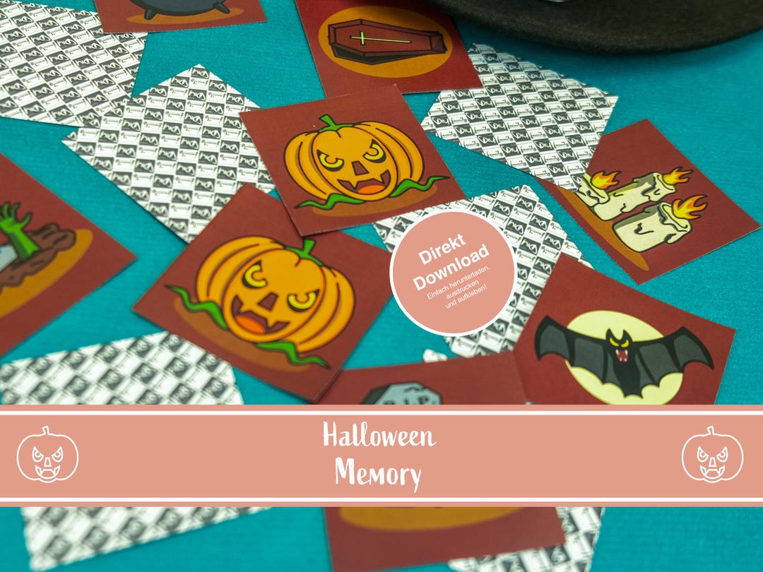 Halloween Memory, Memory Game for Kids, Halloween Party Game to Print ...
