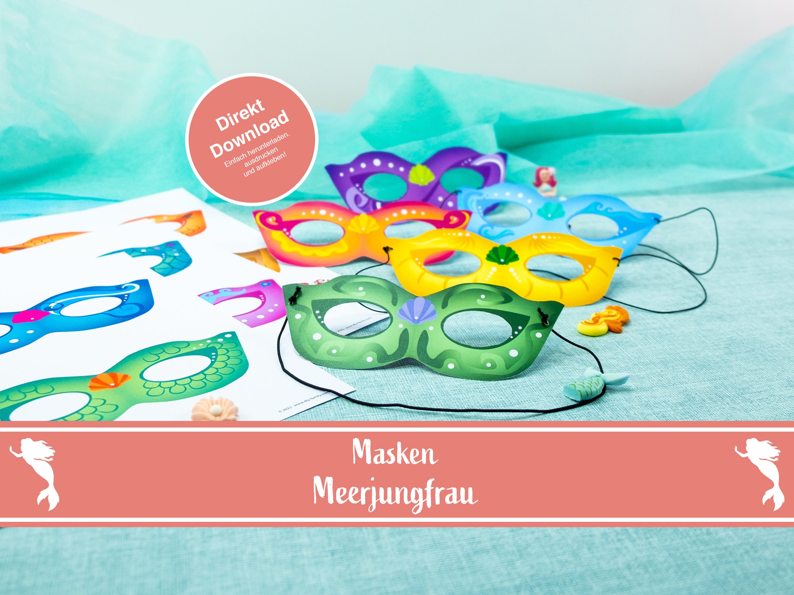 Mermaid Masks, DIY Masks, Theme Masks, 12 Masks, PDF, Instant Download ...