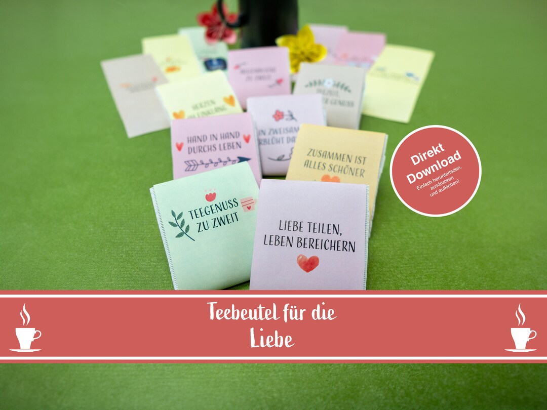 Tea Bag Banderoles Togetherness, Tea Bag Messages, Tea Bag Gift Idea ...