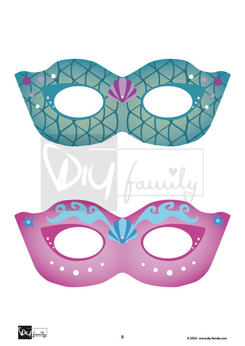 Mermaid Masks, DIY Masks, Theme Masks, 12 Masks, PDF, Instant Download ...