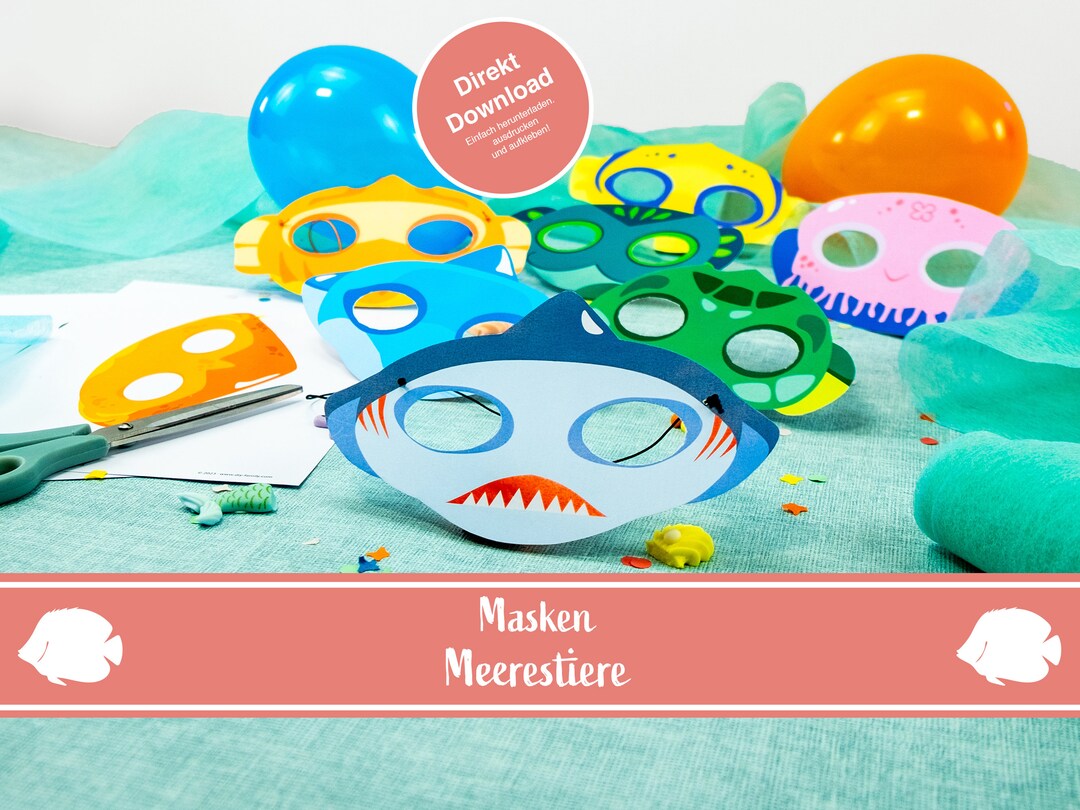 Sea Creatures Masks, DIY Masks, Theme Masks, 12 Masks, PDF, Instant ...