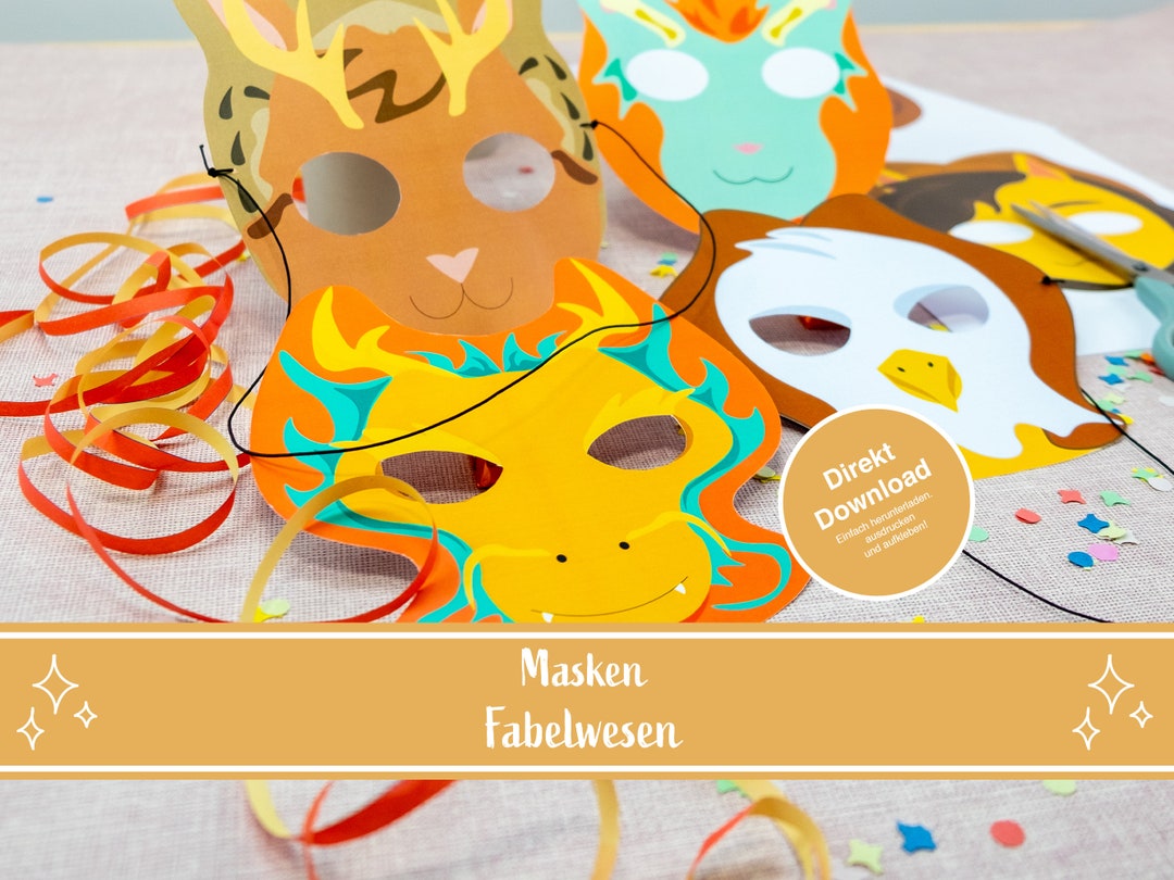Mythical Creature Masks, DIY Masks, Theme Masks, 12 Masks, PDF, Instant ...