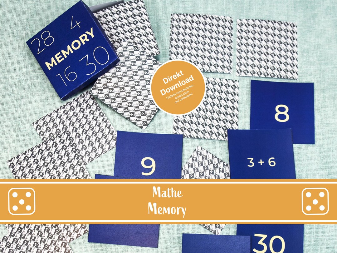 Math Memory, Memory Game for Seniors, Printable Math Memory Game, 12 ...