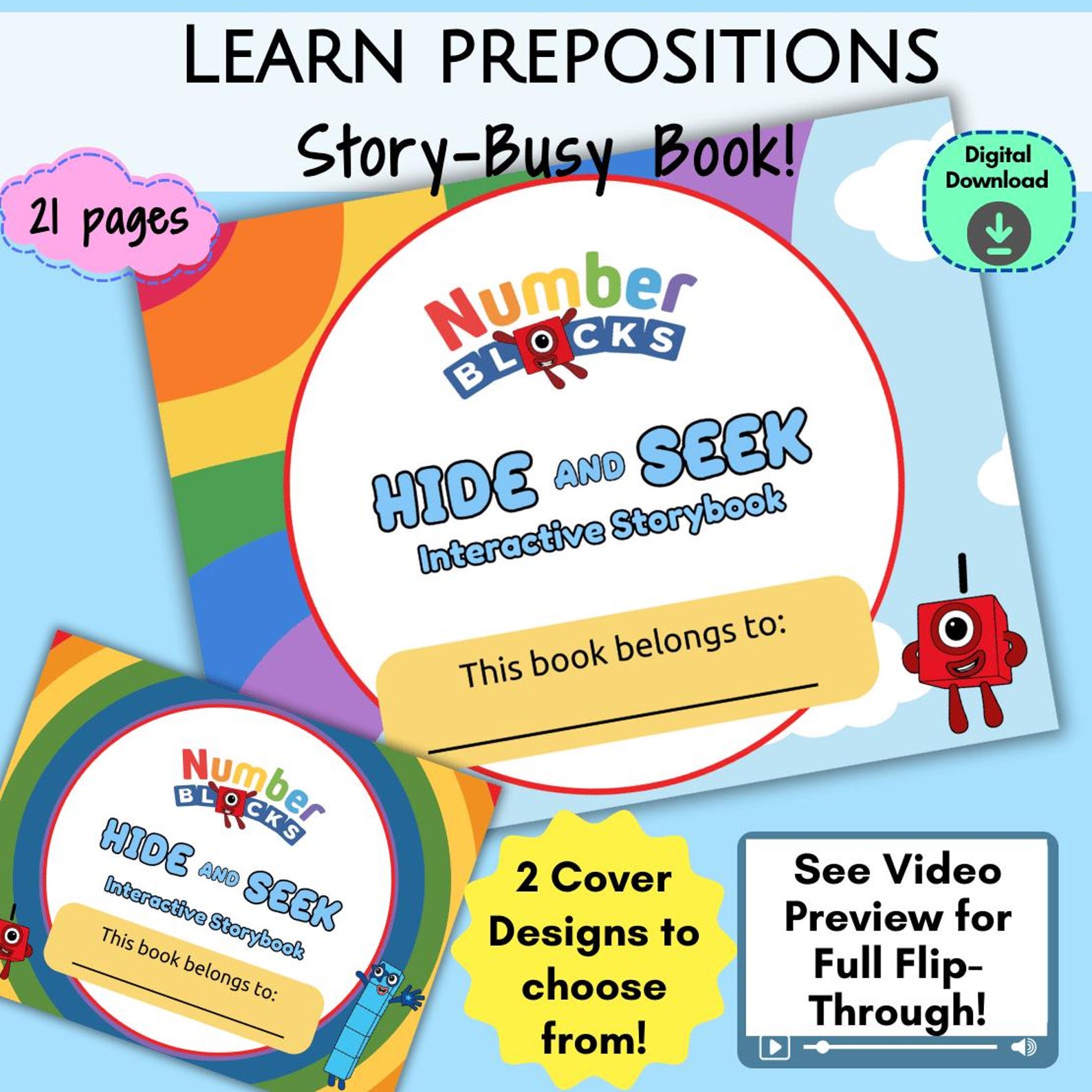 Numberblocks Learn Prepositions With Activities, Busy Book With Story ...