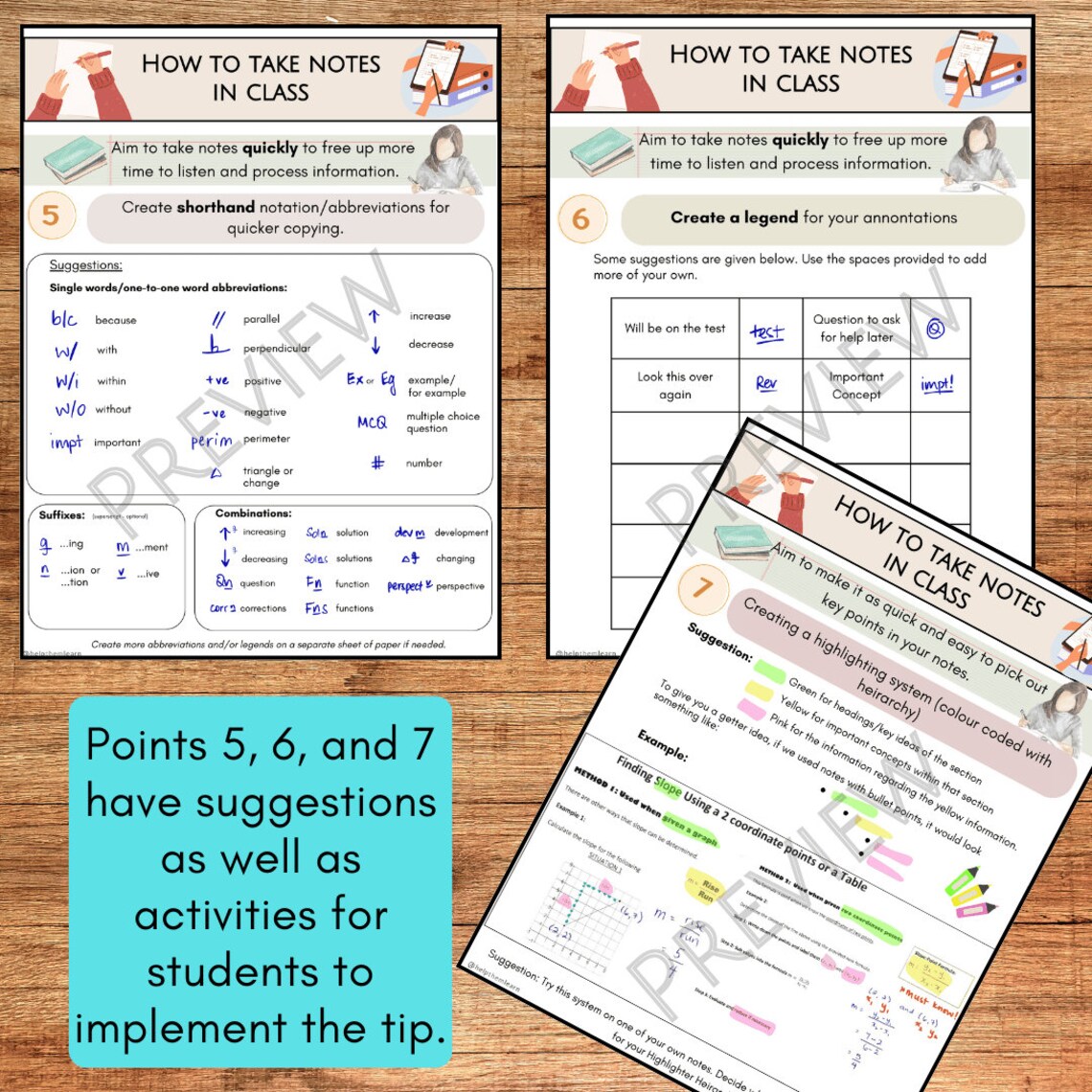 Note Taking Study Skills Tips and Strategies Posters With Student ...