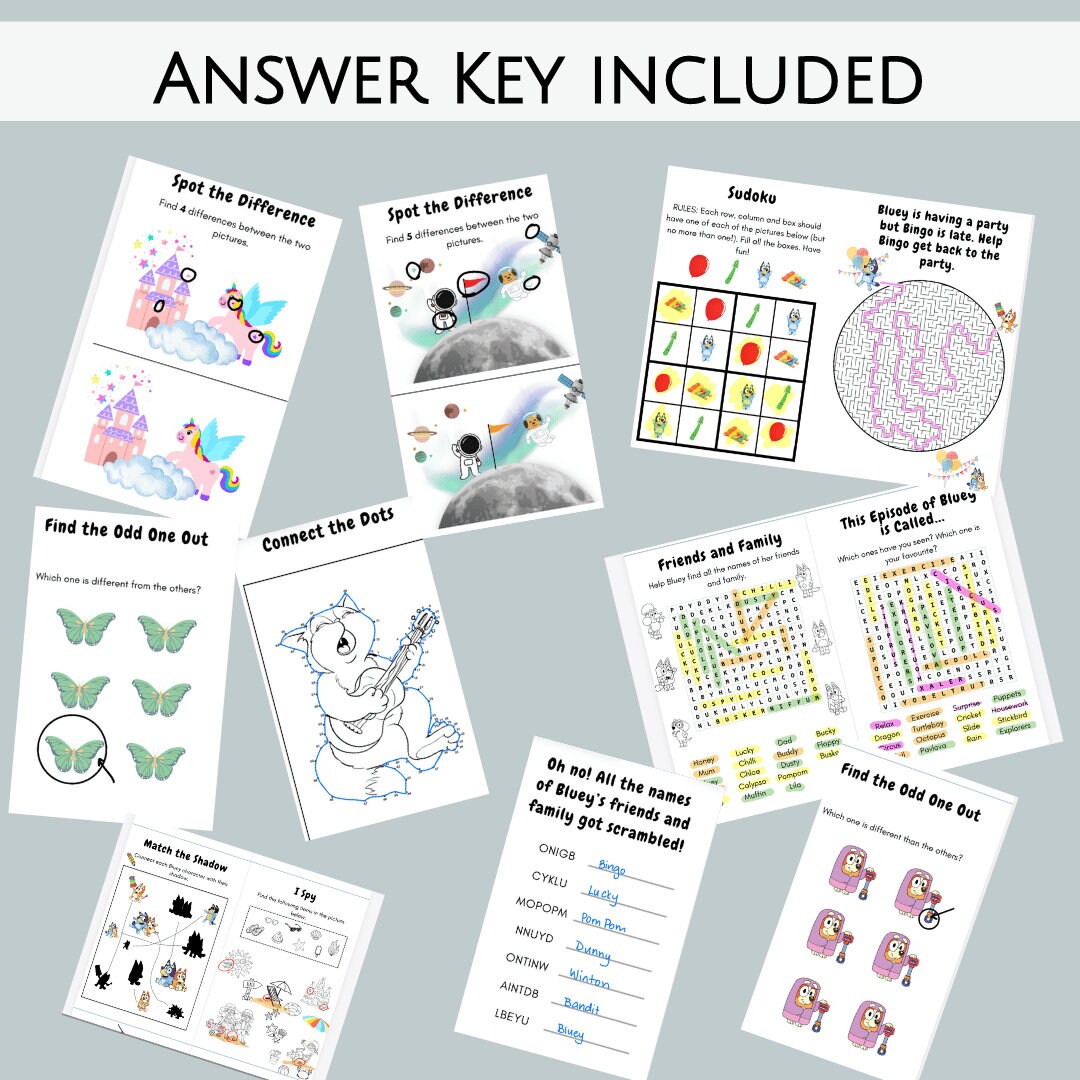 Bluey Activity Book With Colouring Pages, Word Searches, Word Scrambles ...