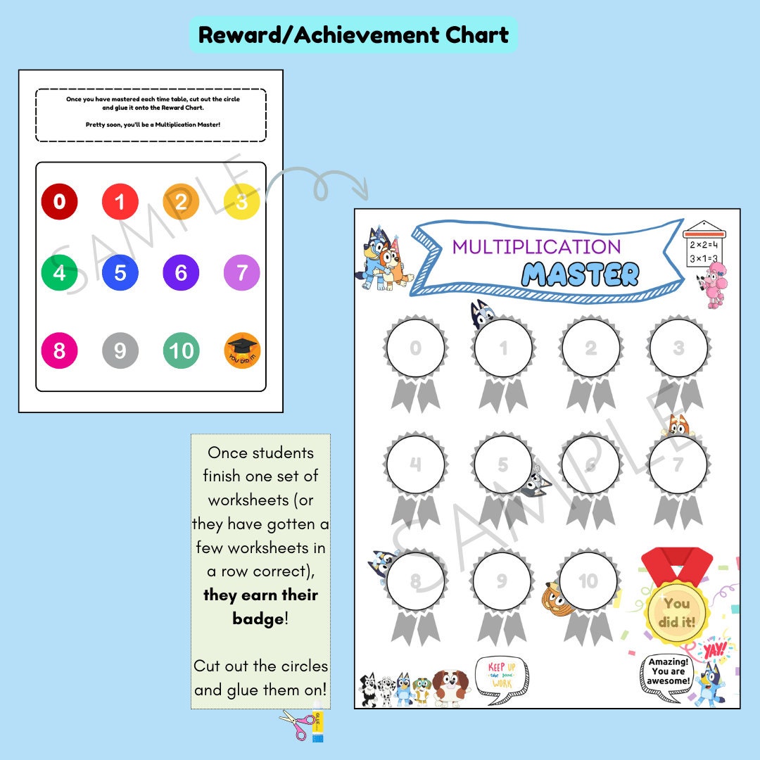 Bluey Themed 6 9 Times Table Multiplication Worksheets With Answers for ...