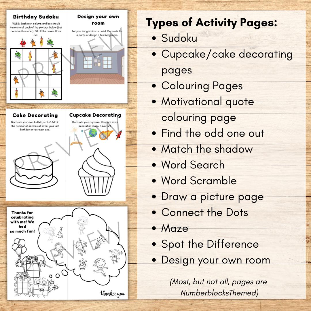 Numberblocks Birthday Activity Book With Coloring Pages, Word Search ...
