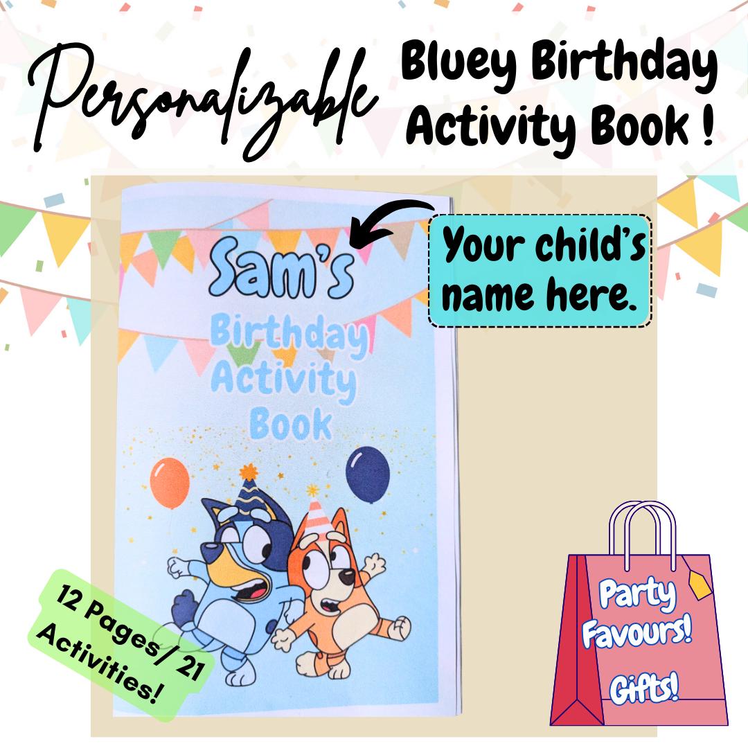 Customizable Bluey Birthday Activity Book Colouring Pages, Word ...