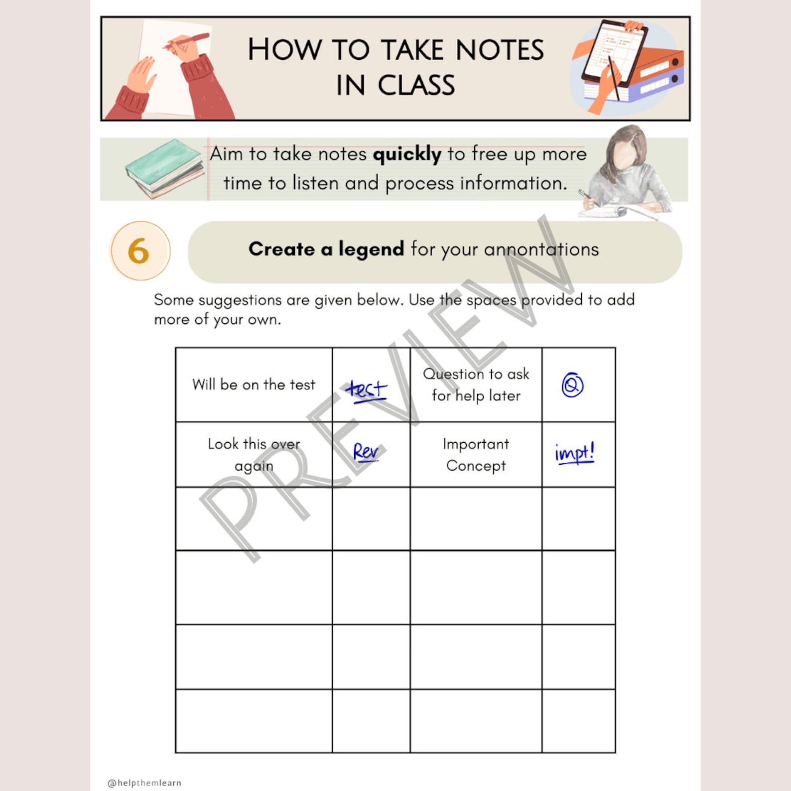 Note Taking Study Skills Tips and Strategies Posters With Student ...