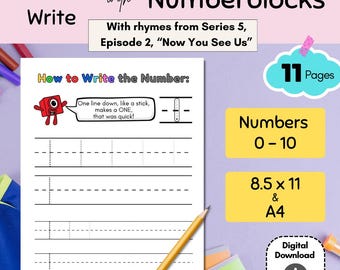 Numberblocks Number Formation Worksheet: Rhymes for Writing 0-10 ...