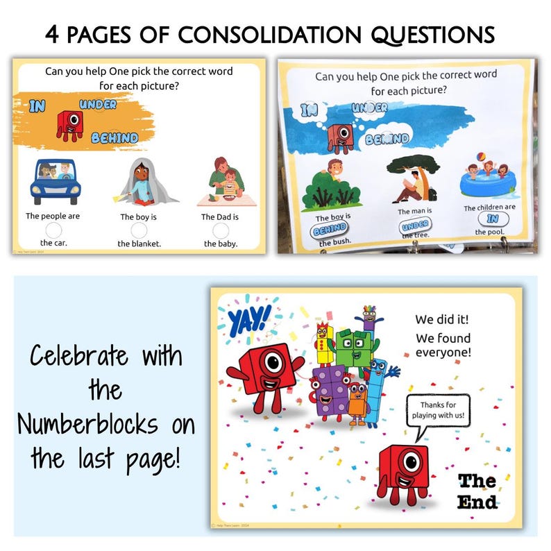 Numberblocks Learn Prepositions With Activities, Busy Book With Story ...