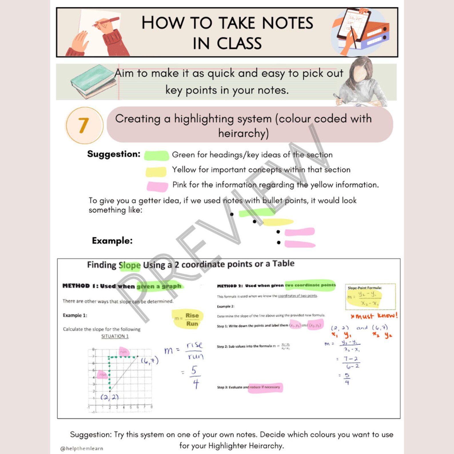 Note Taking Study Skills Tips and Strategies Posters With Student ...