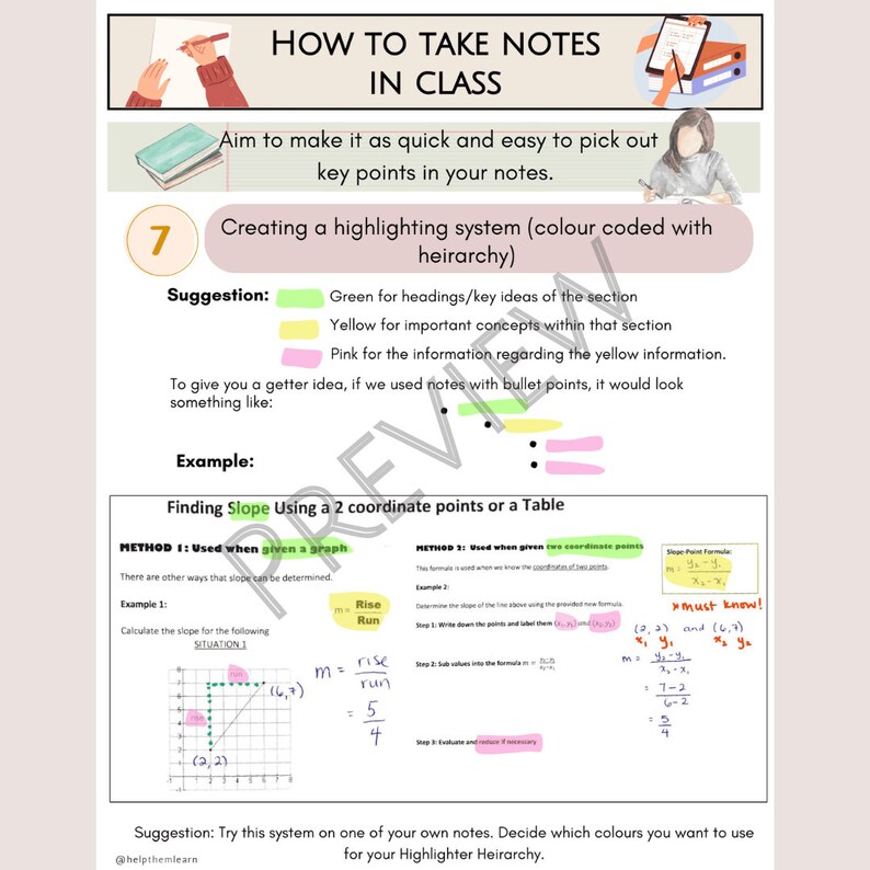 Note Taking Study Skills Tips and Strategies Posters With Student ...