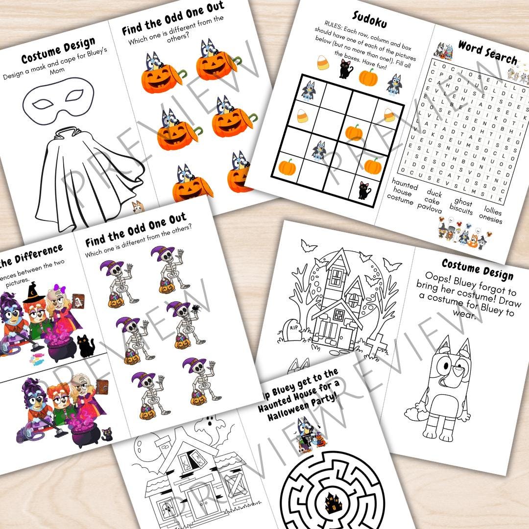 Bluey Halloween Mini Booklet Candy Alternative for Trick or Treating ...