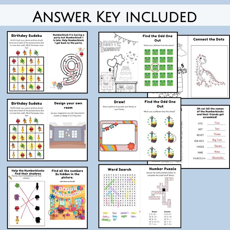 Numberblocks Birthday Activity Book With Coloring Pages, Word Search ...
