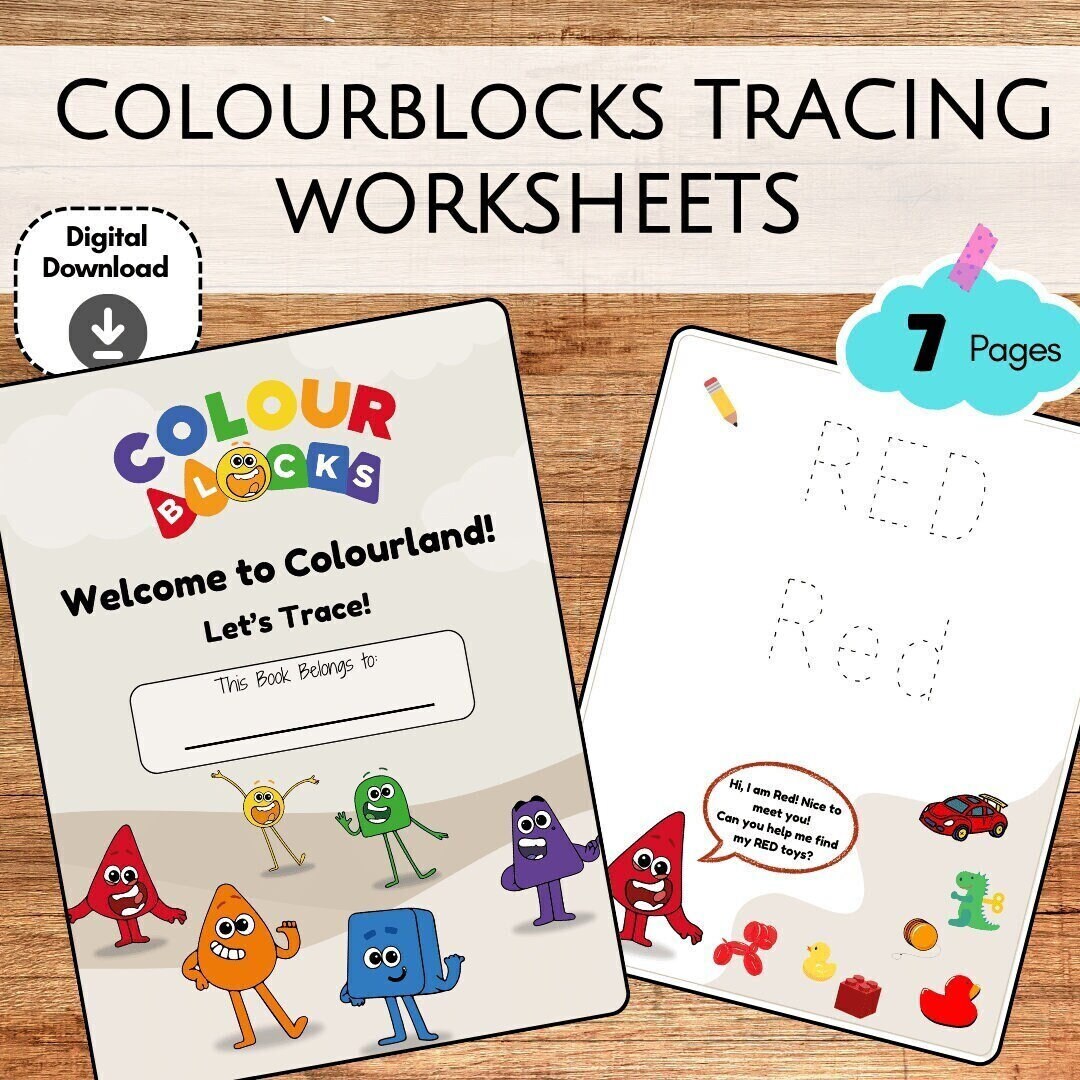 Colourblocks Tracing and Colour Worksheet Printables, Color Blocks ...