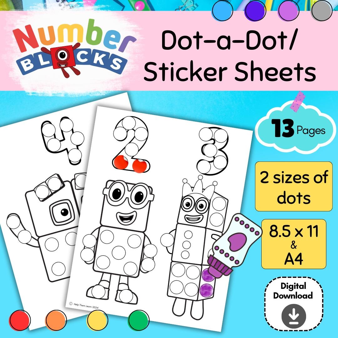 Numberblocks Dot Marker/sticker Printable Worksheets 1-10 (8.5 X 11 ...