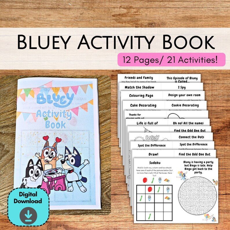 Bluey Activity Book With Colouring Pages, Word Searches, Word Scrambles ...