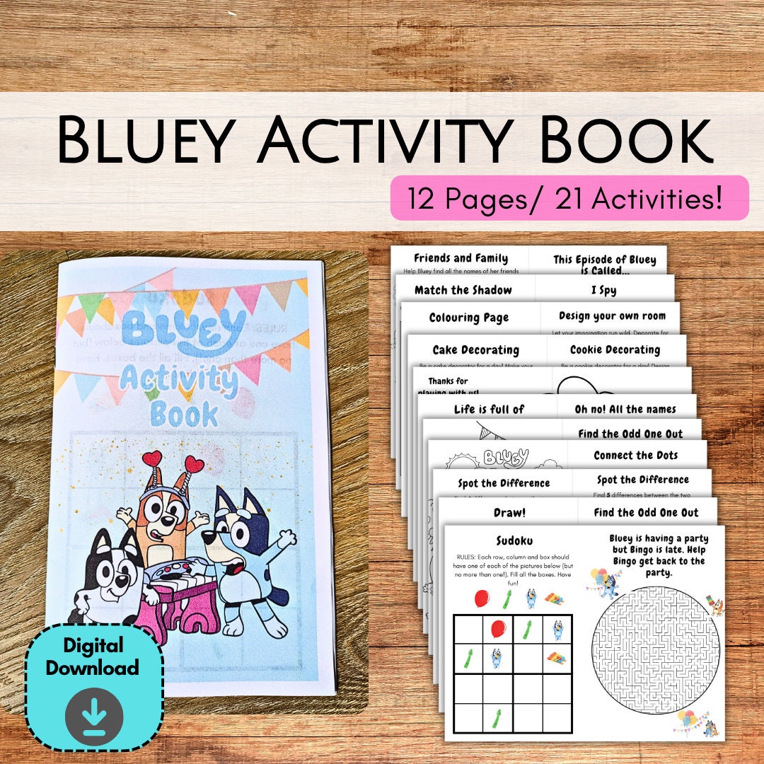 Bluey Activity Book With Colouring Pages, Word Searches, Word Scrambles ...