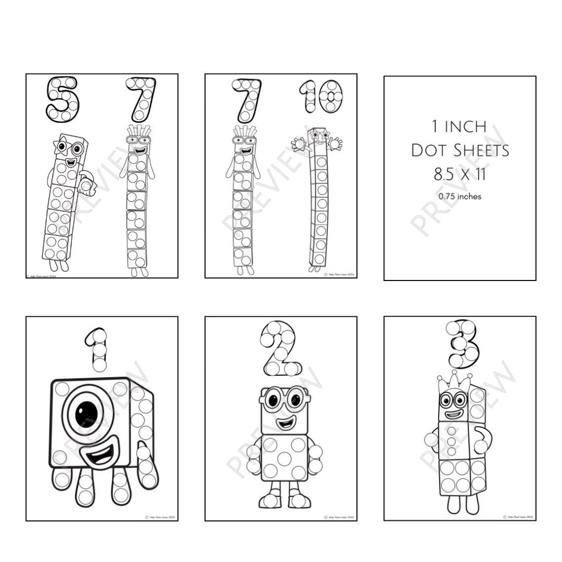 Numberblocks Dot Marker/sticker Printable Worksheets 1-10 (8.5 X 11 ...