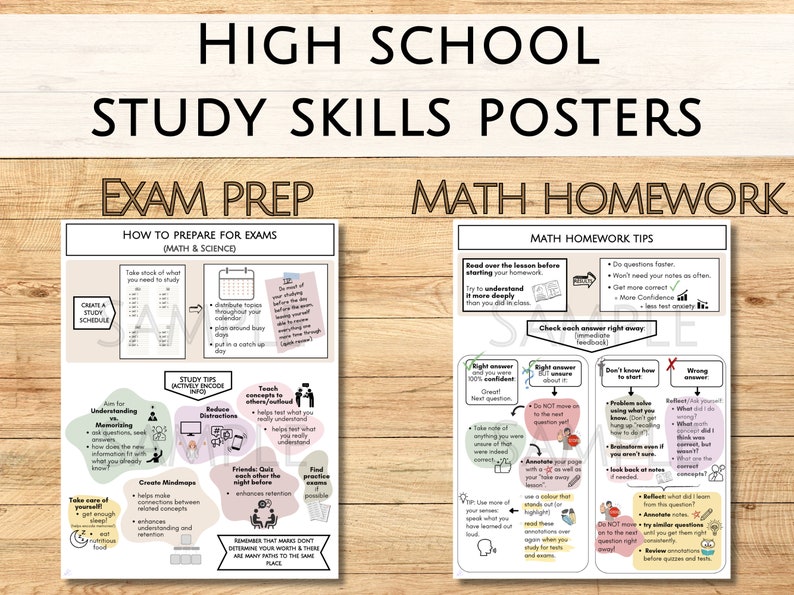 Exam Prep Study Skills Boho Posters for Classroom, Help Students Study ...