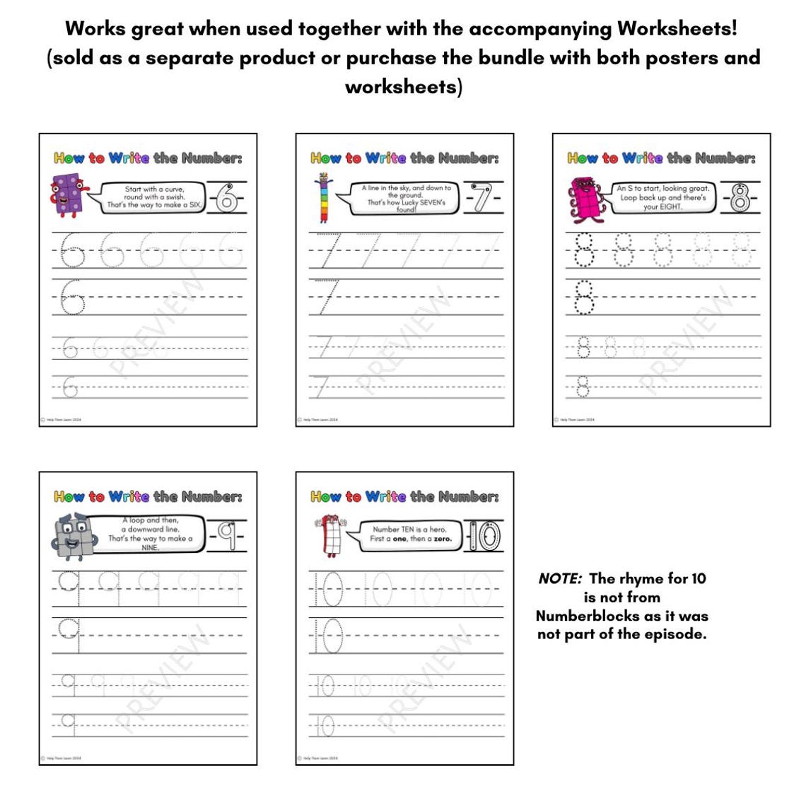 Numberblocks Number Formation Poster Set: Preschool, Elementary ...