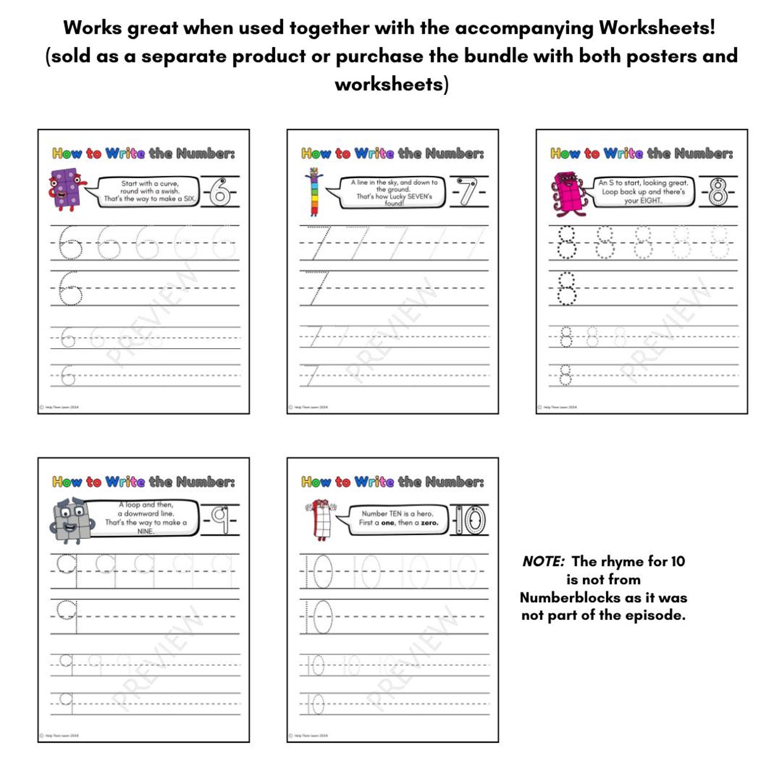 Numberblocks Number Formation Poster Set: Preschool, Elementary ...