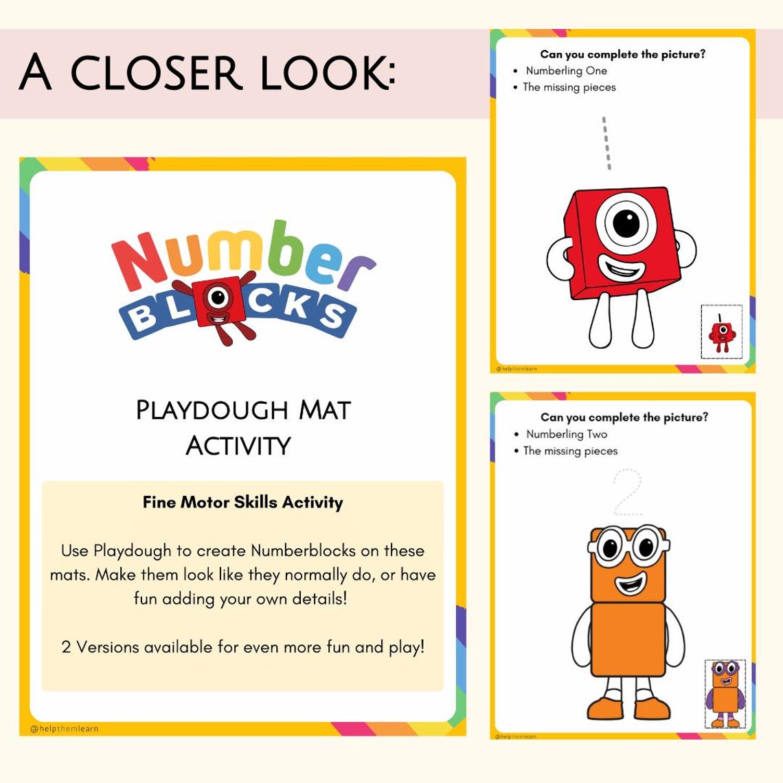 Numberblocks Playdough Mats: Fine Motor Skills Activity (digital ...
