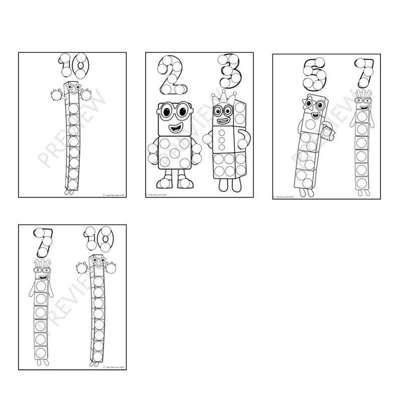Numberblocks Dot Marker/sticker Printable Worksheets 1-10 (8.5 X 11 ...