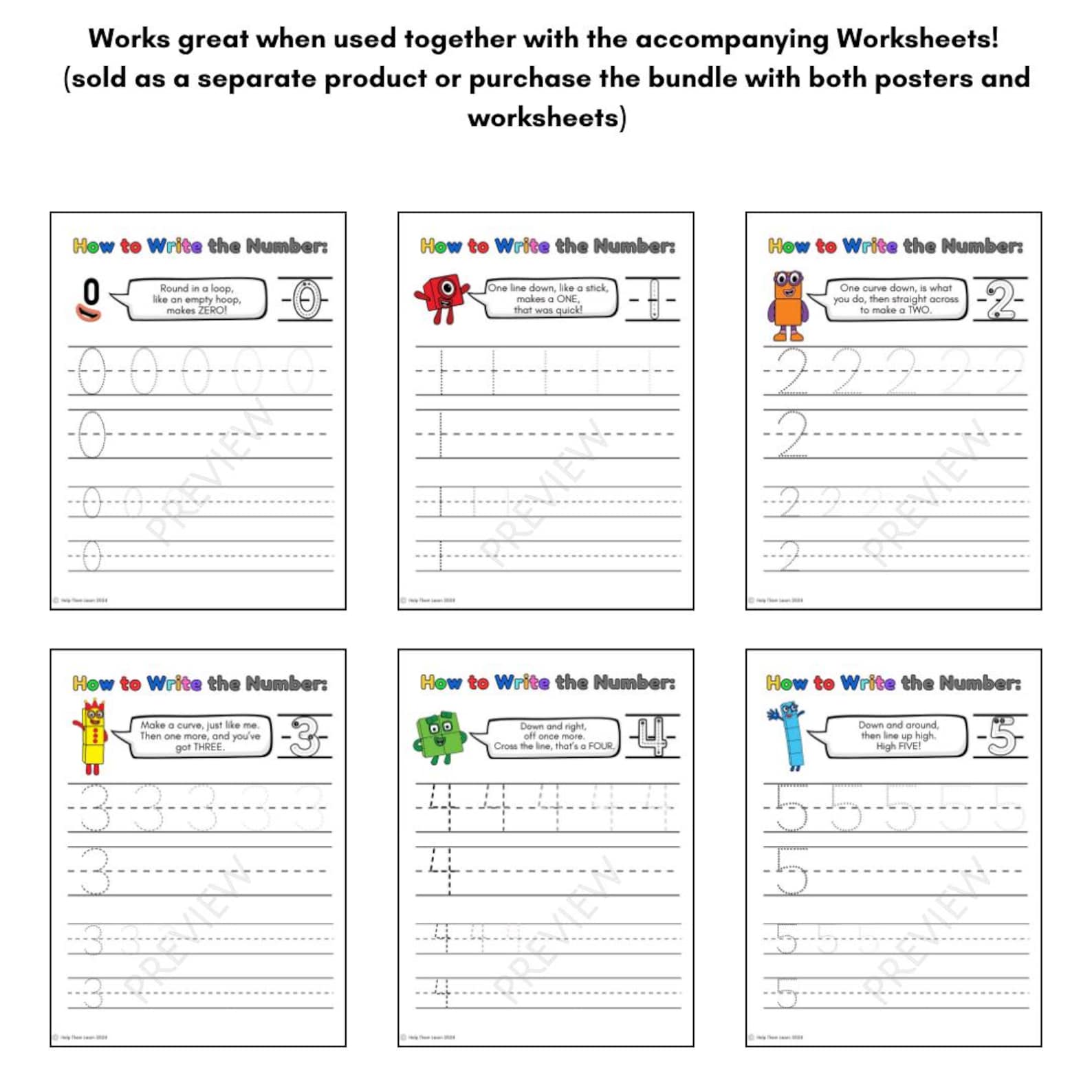Numberblocks Number Formation Poster Set: Preschool, Elementary ...