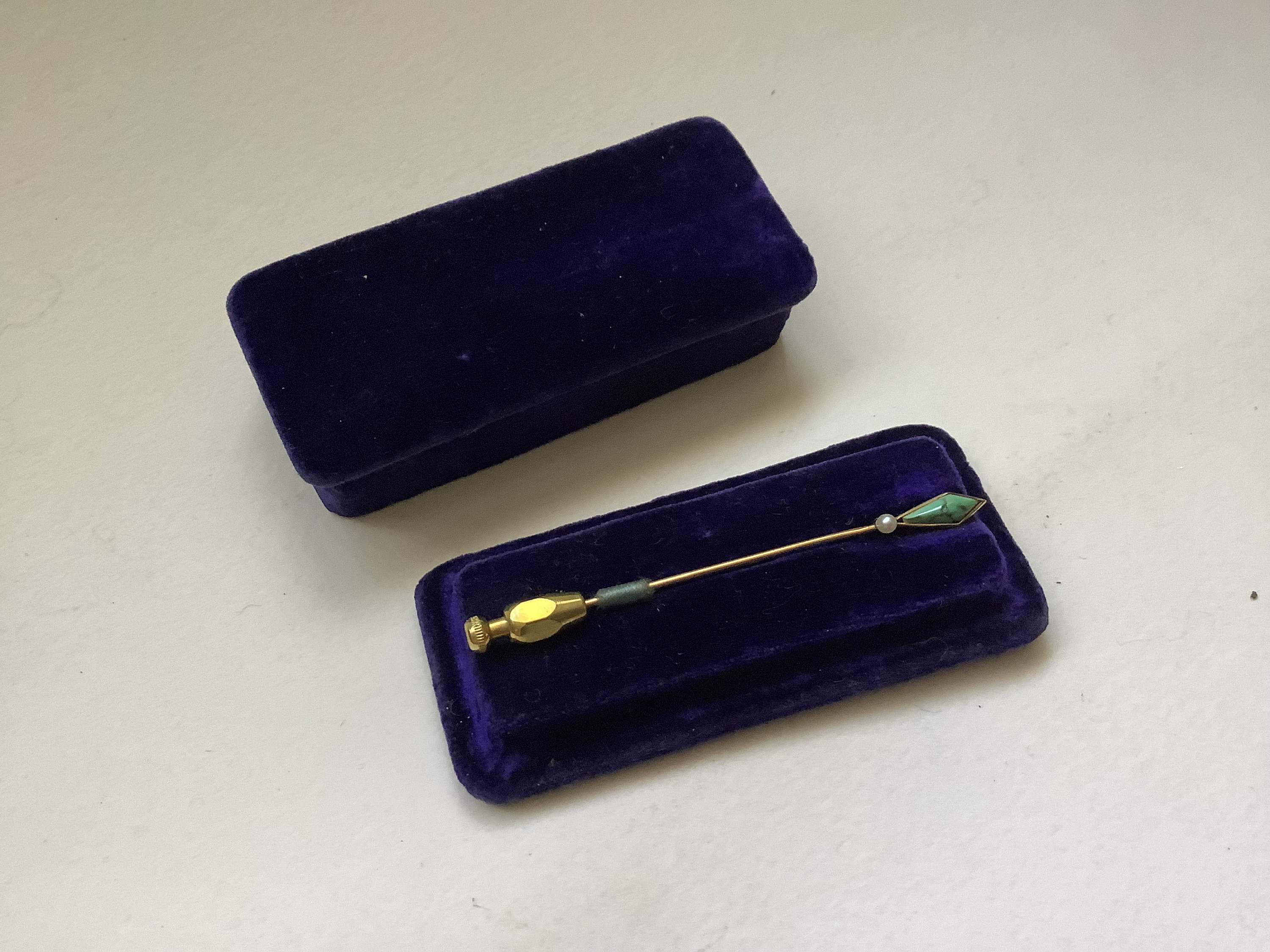Rare Victorian 14k Solid Gold Stick Pin in Original Cole & Son Velvet ...