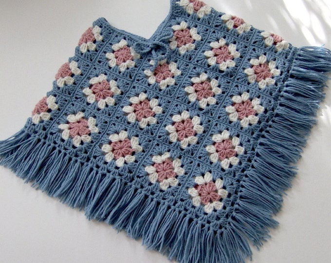 GIRLS GRANNY SQUARE PONCHO Size 4 to 8 - Etsy