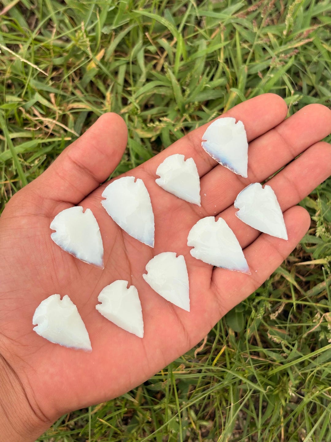 Bulk White Jade Glass Arrowhead Crystal, White Jade Arrowhead in Bulk ...